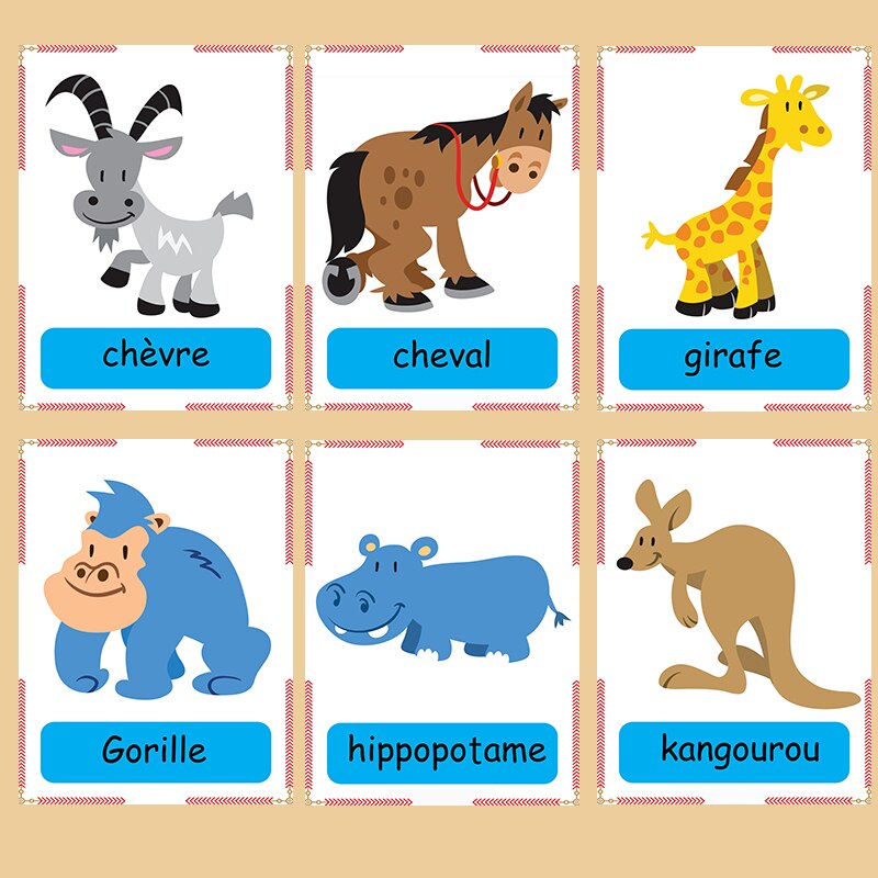 30Pcs French Cartoon Animals Giraffe French Learni... – Grandado