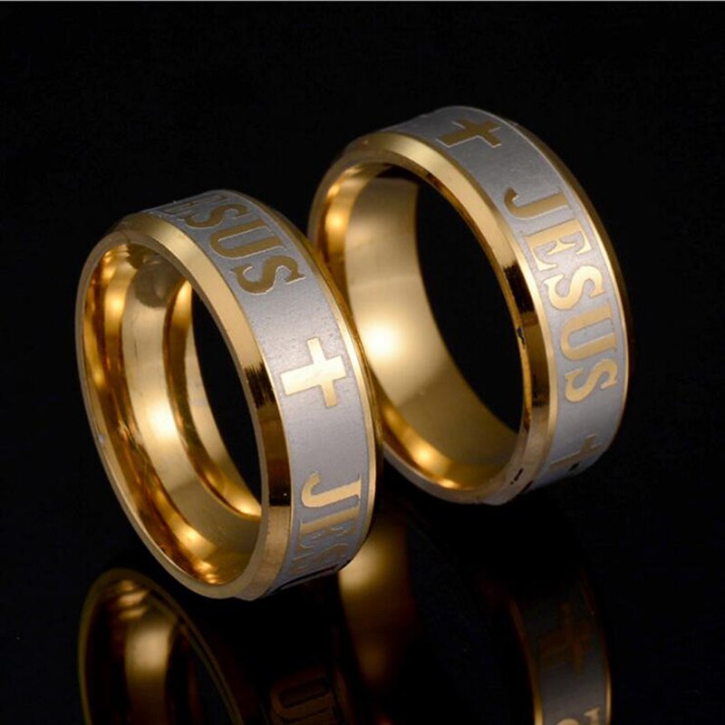 12 PCS/Lot Mix Sizes Jesus Gold Color Ring Men Wed... – Grandado