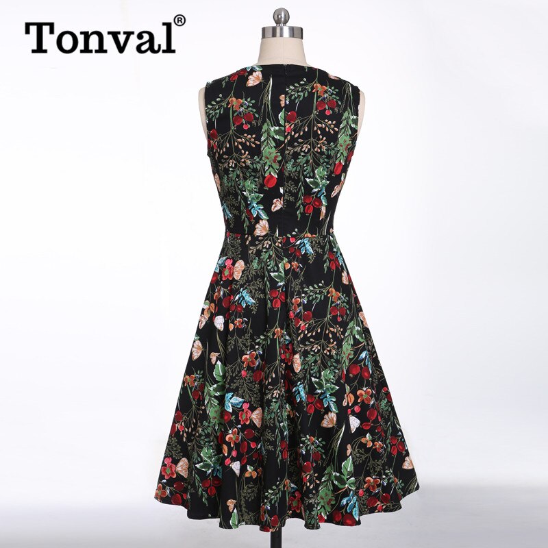 Tonval Rockabilly Glamorous Multicolor Bloemen Ret... – Grandado