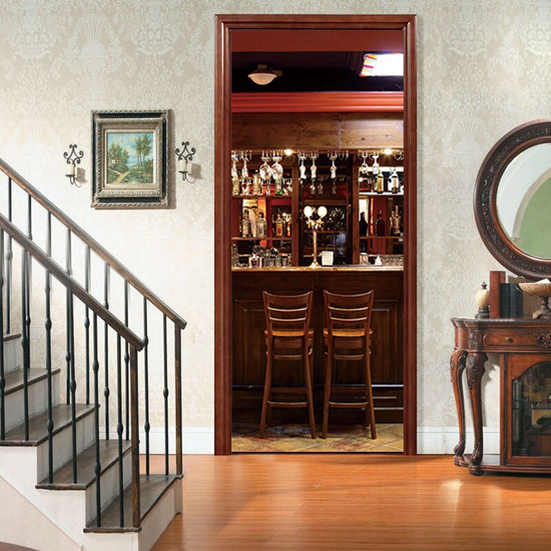 3D Bar Counter Door Sticker Wood Adhesive Waterpro... – Grandado