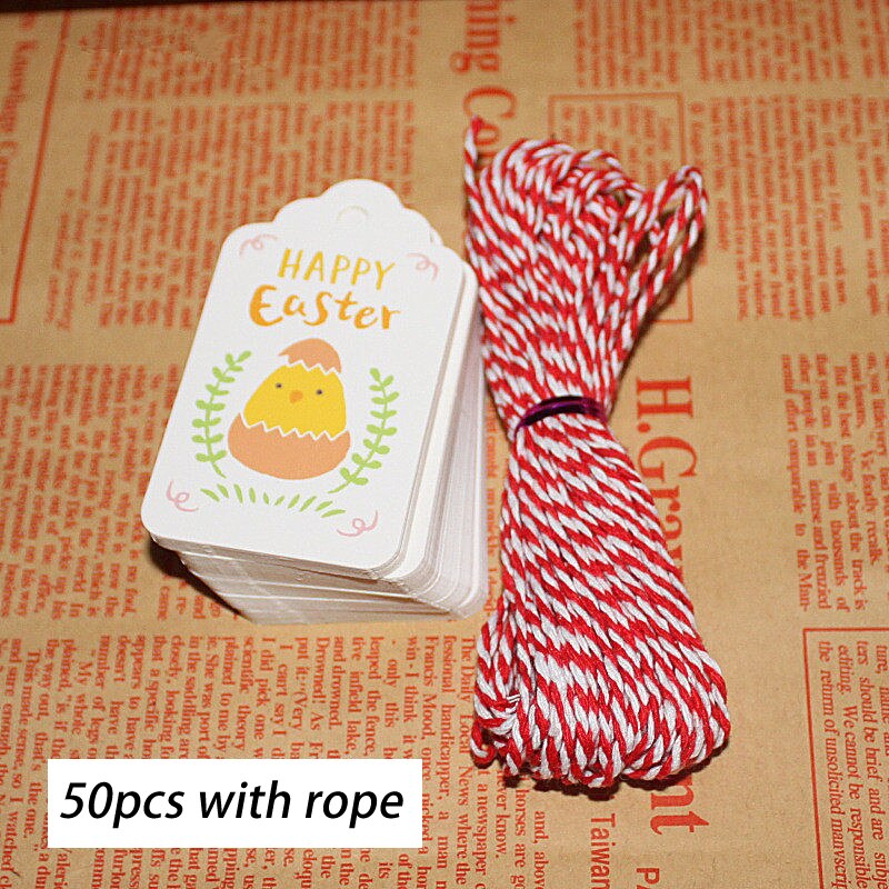 50PCS Easter Kraft Paper Tags With Rope Bunny Labe... – Grandado