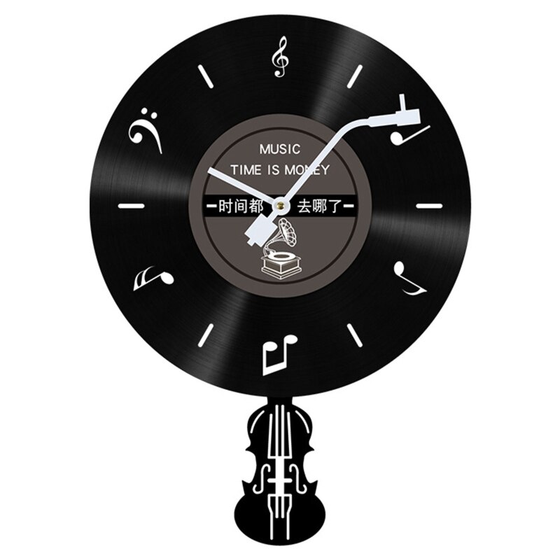 Vintage Swing Wall Clock Violins Time Clock Silent... – Grandado