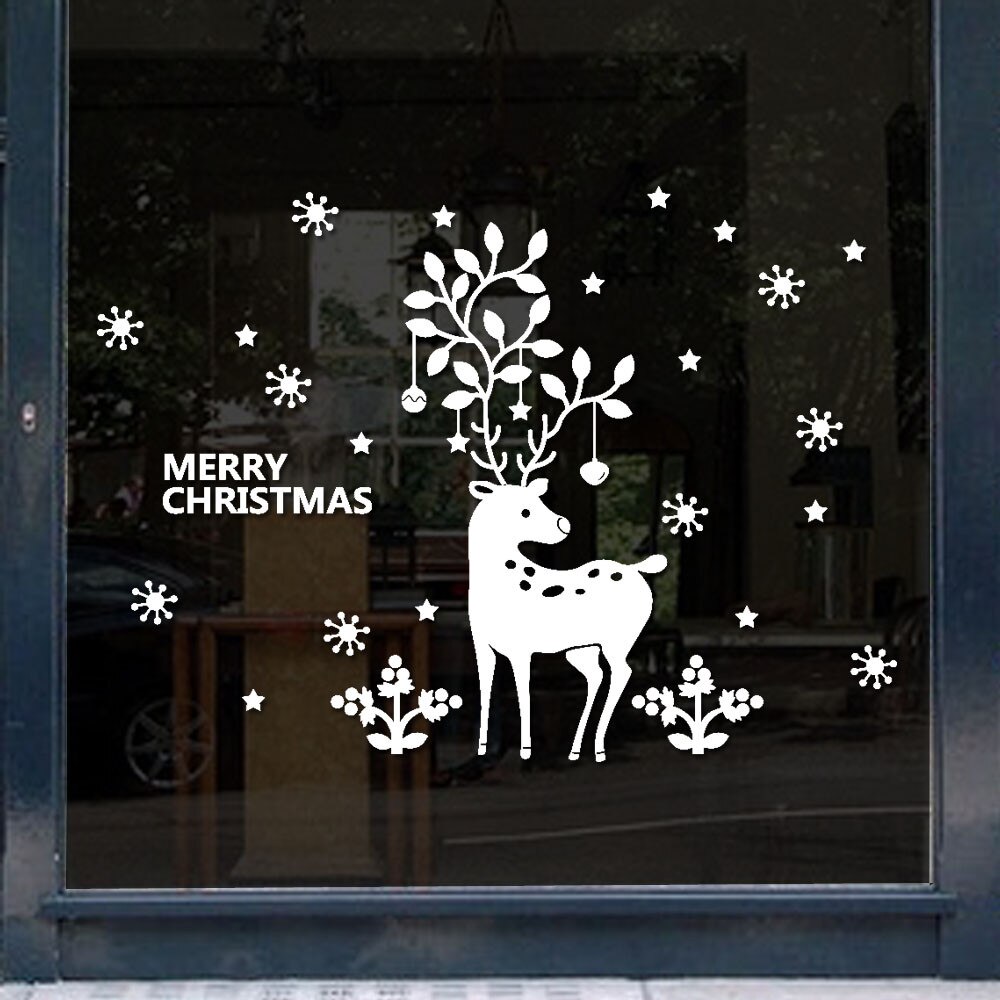 Year White deer Window Stickers Christmas Wall Sti... – Grandado