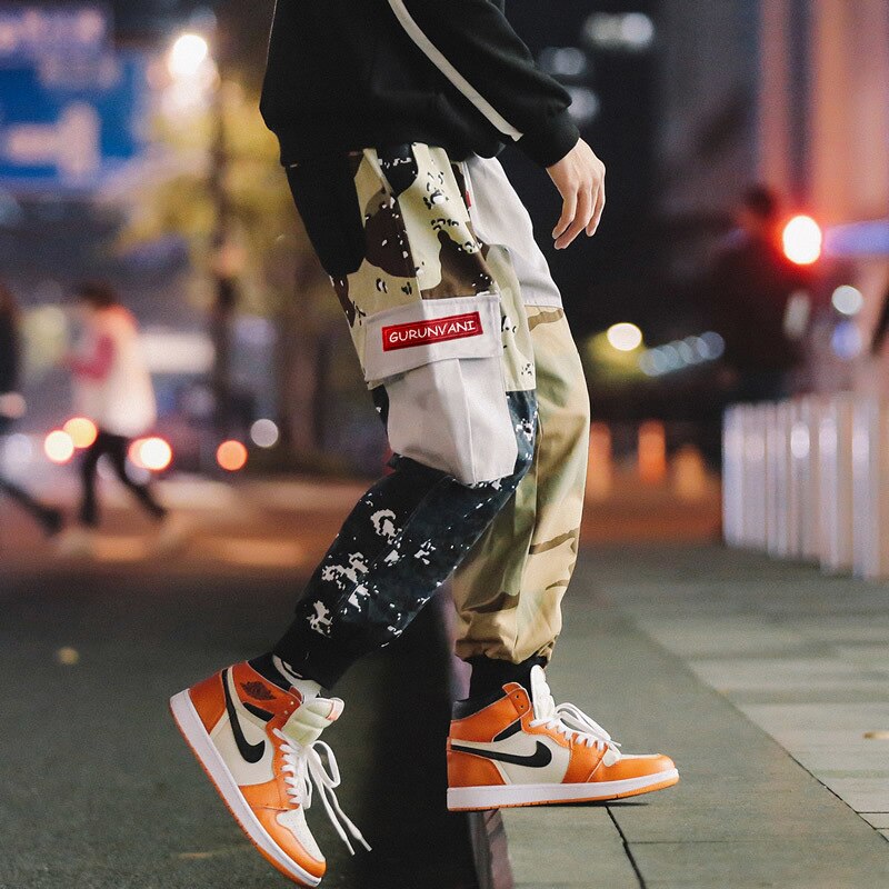 Liketkit Mens Hip Hop Cargo Pants Color Block Camo... – Vicedeal