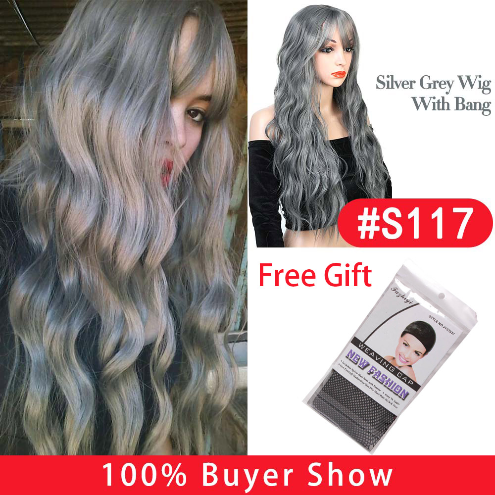 LiangMo 26-inch long red wavy blond wig synthetic ... – Grandado