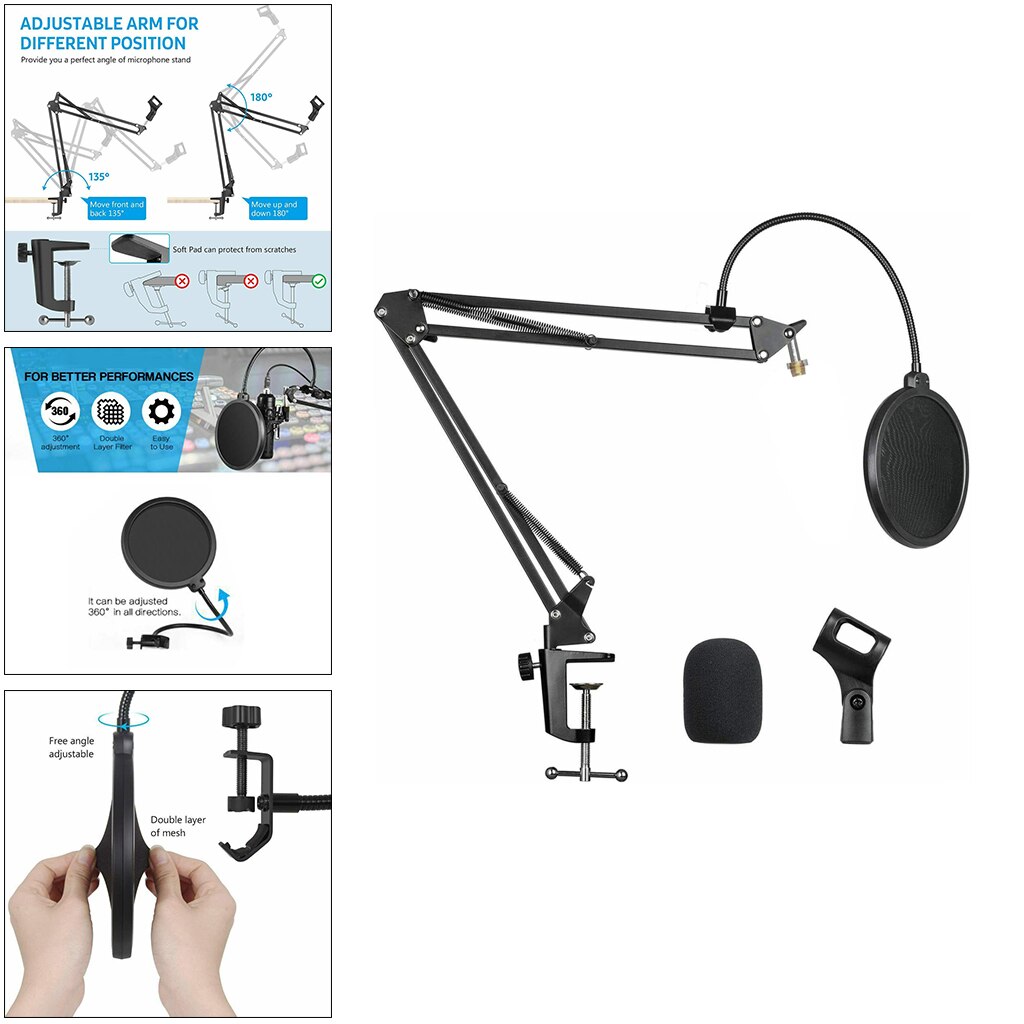 Microphone Stand Adjustable Boom Scissor Mic Stand... – Grandado