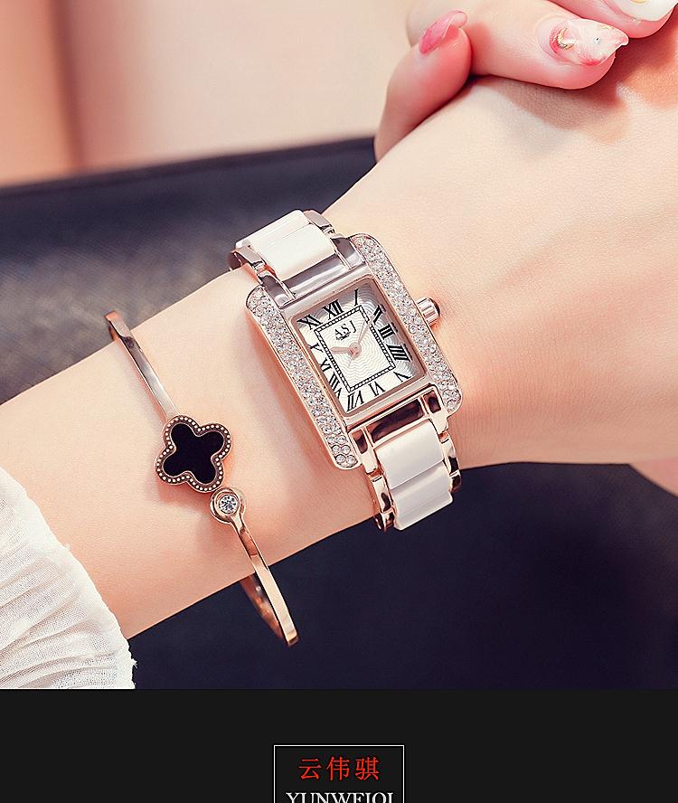 Women Diamond Watch Starry Square Dial Bracelet Wa... – Grandado