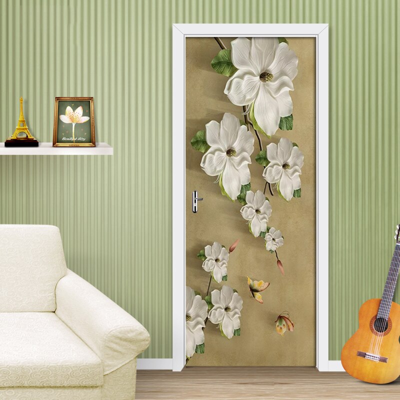 Embossed Floral Butterfly 3D Door Sticker Wall Mur... – Vicedeal