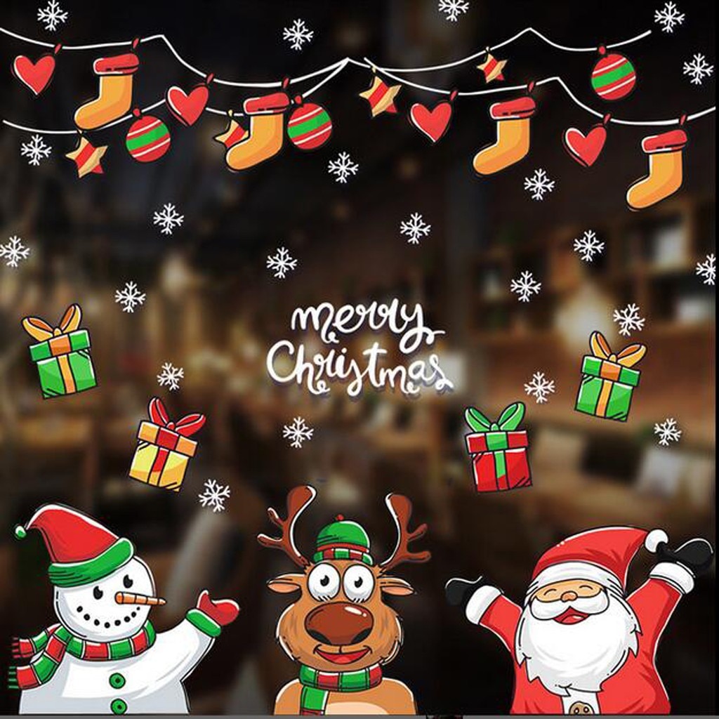 Christmas Stickers Decoration Shopping Mall Glass ... – Grandado