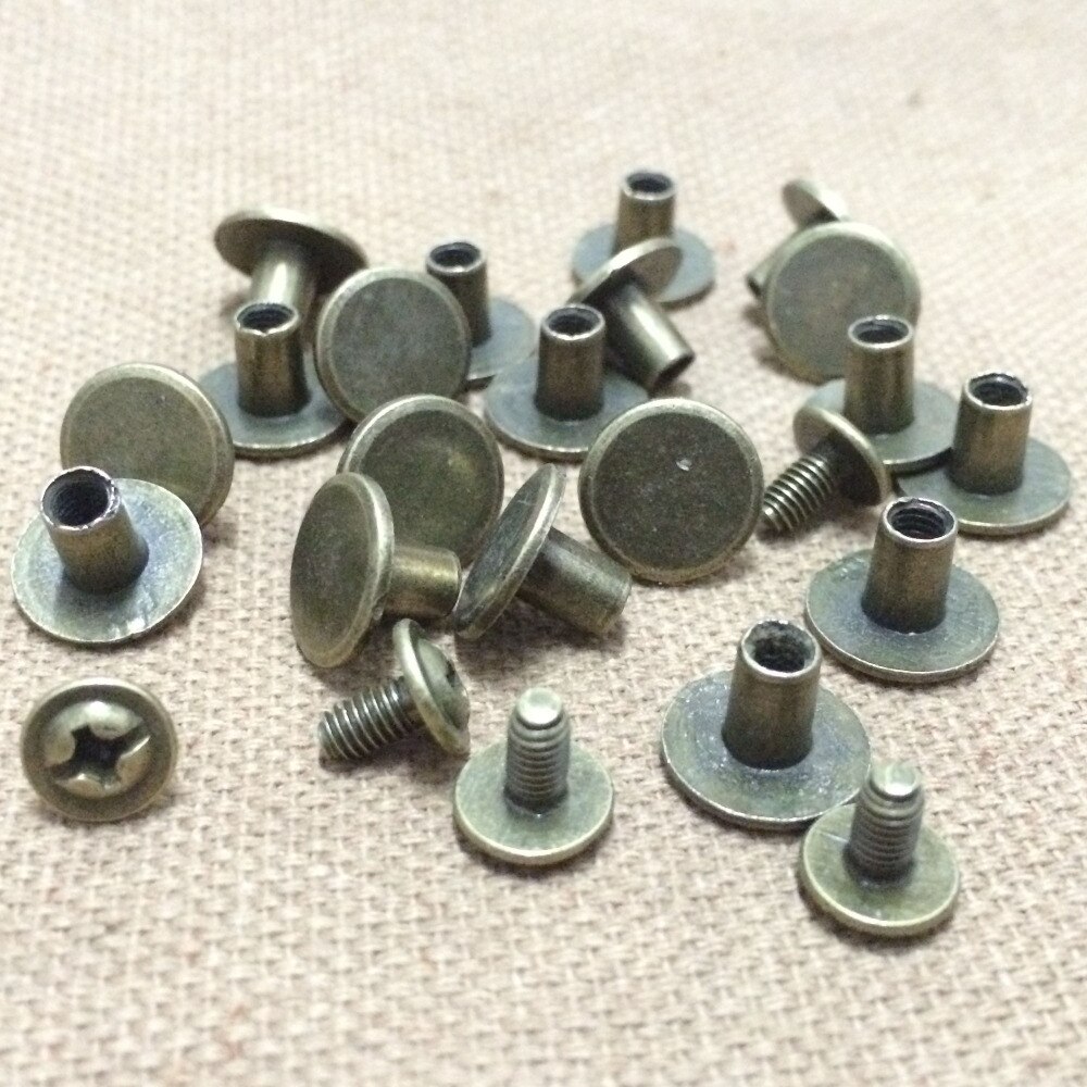 100Sets 10X7MM Antique Bronze Round Flat Spikes Me... – Grandado