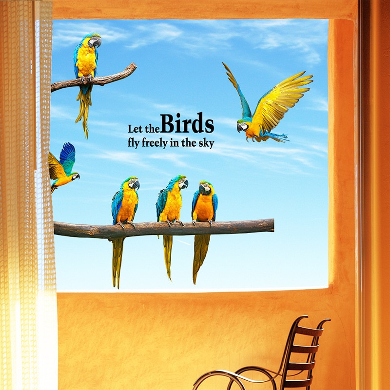 Parrot Wall Stickers Birds Wall Decals Macaw Art H... – Vicedeal
