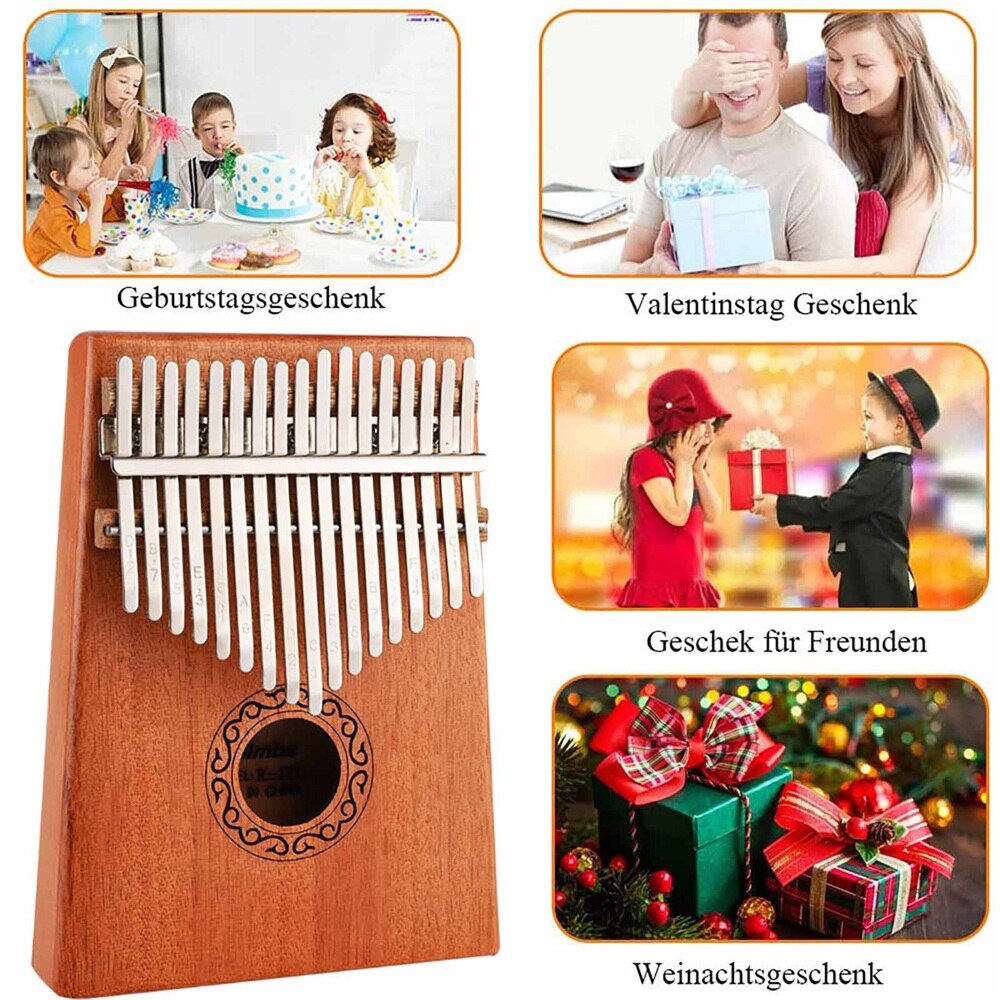 17 Keys Thumb Piano Wood Mahogany Mbira Body Music... – Grandado