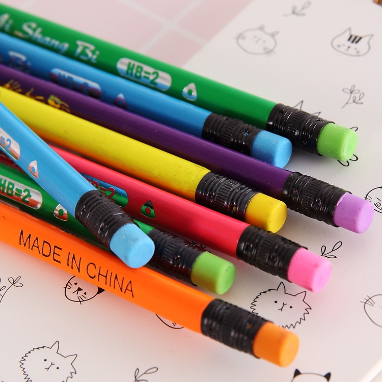 12 Pencils/box wood Personality pencil With eraser... – Grandado