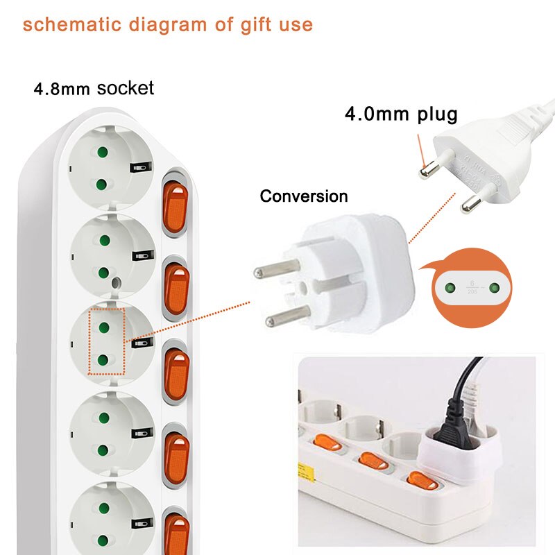 6AC Output Elektronische Socket Eu Adapter Plug Ex... – Vicedeal