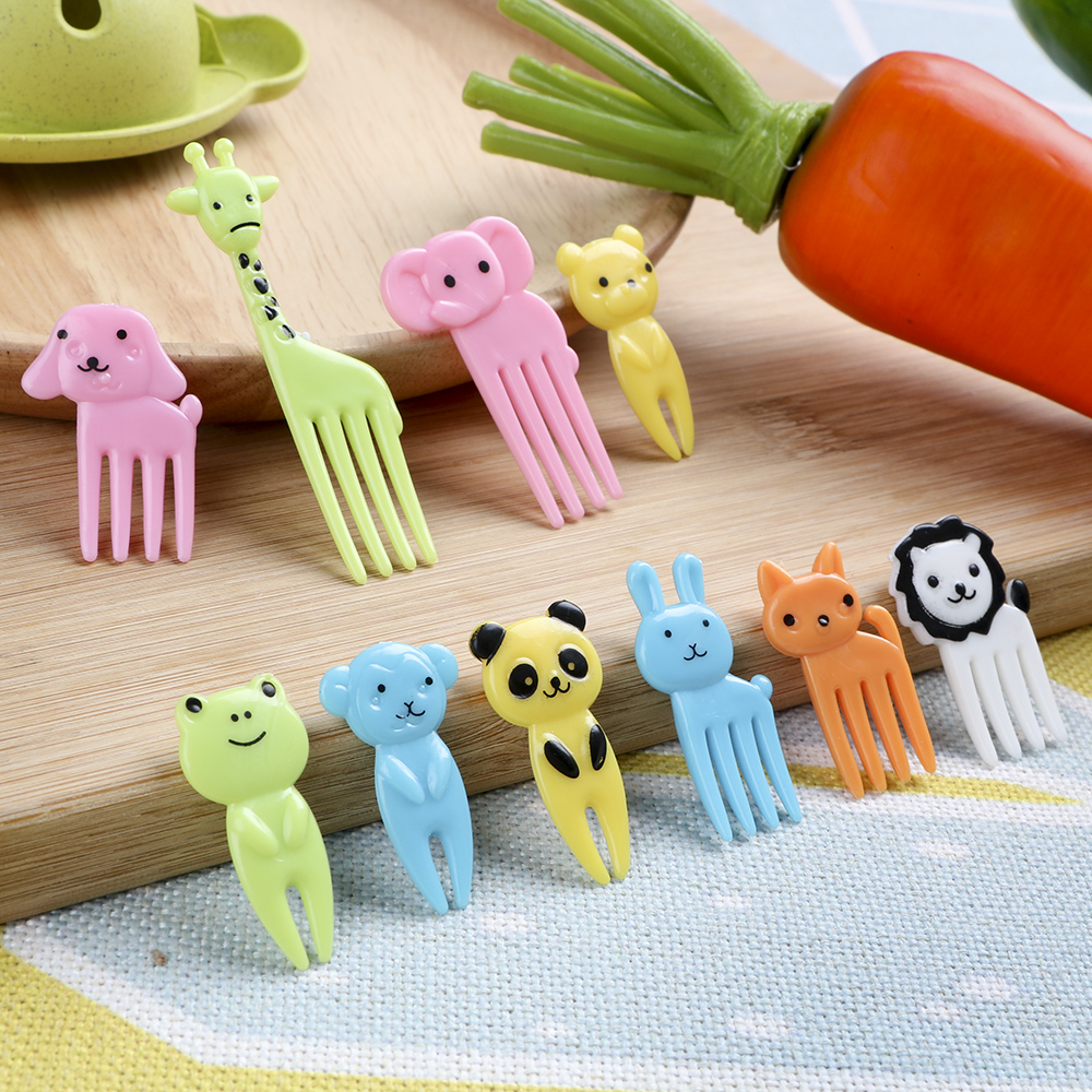 10pcs/pack Cute Animal Farm Fruit Fork Bento Lunch... – Grandado