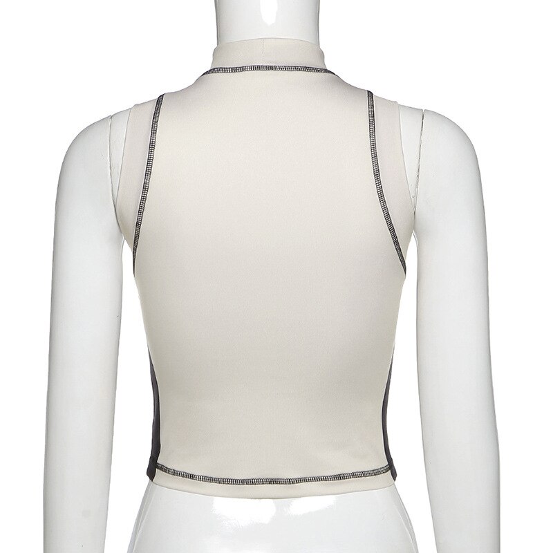 Printed high neck slim waistcoat close fitting wom... – Grandado