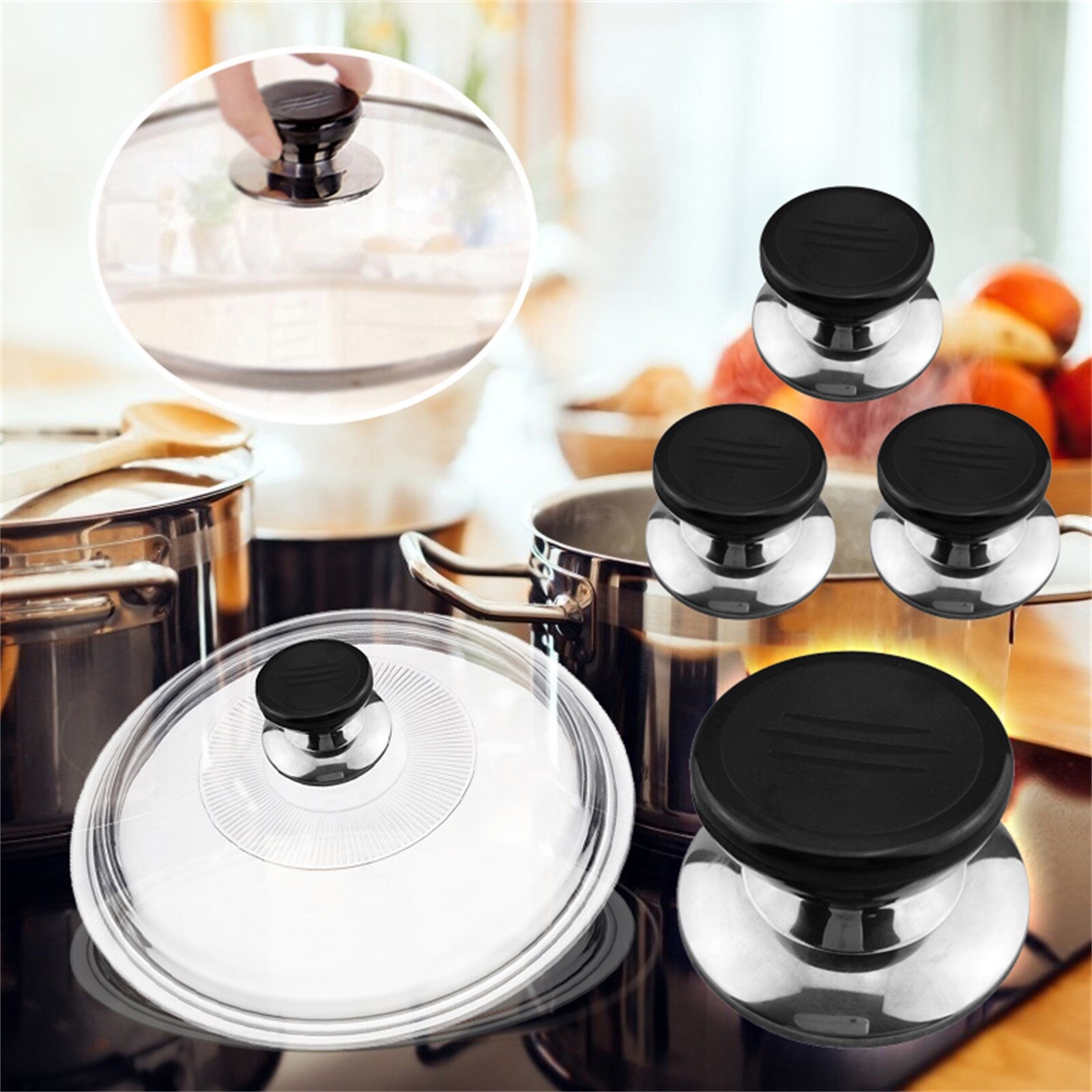 4 Easy-to-mount Replacement Knobs For Pan Lids, Po... – Vicedeal