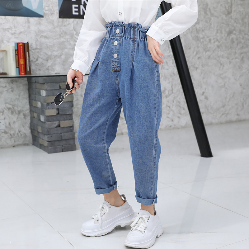 Jeans for Girls Spring Autumn Three Button Kids De... – Grandado