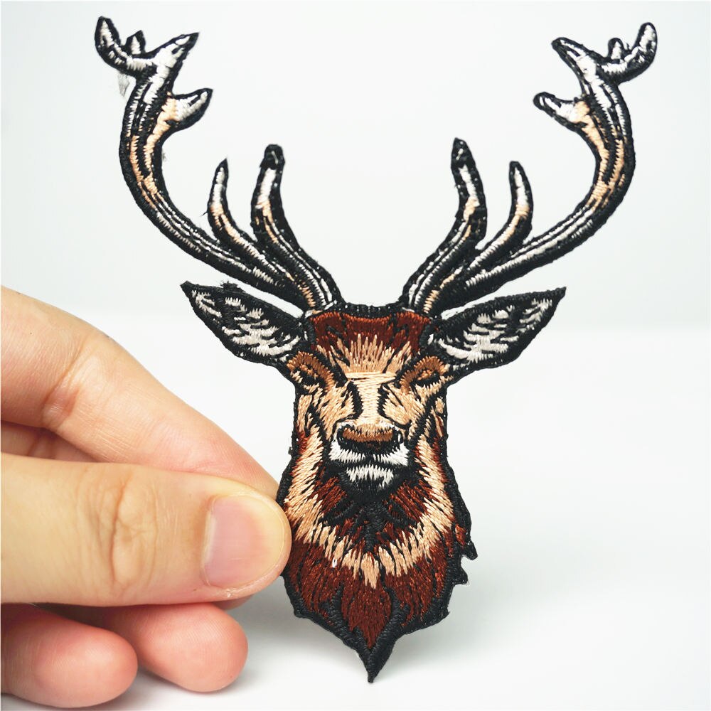 Brown Elk Deer Embroidered Patches Sew Iron On Badges For Clothes DIY ...