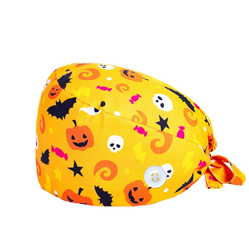 Halloween Print Hats Scrubs Cap With Buttons Hat S... – Grandado