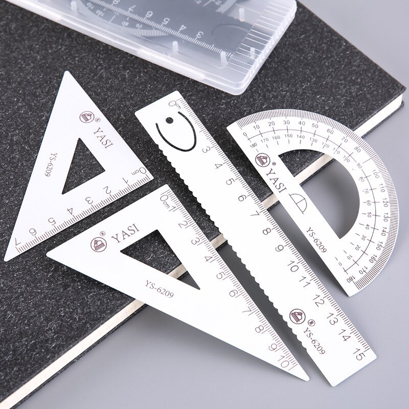 4 Pcs/Set Metal Square Triangle Geometry Ruler Alu... – Grandado