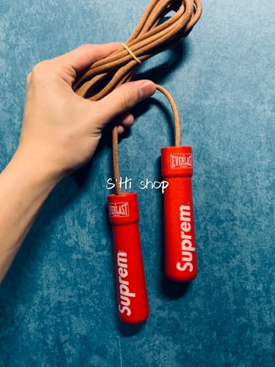 Wood handle leather jump rope skip jumping skippin... – Grandado