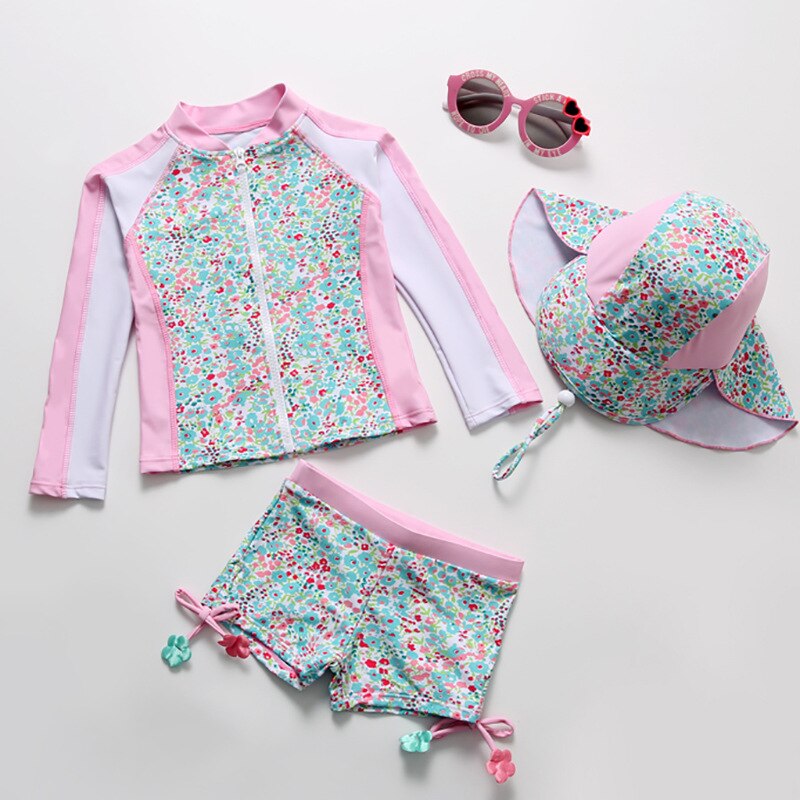 Girls Rash Guard Children Swimwear Kids Long Sleev... – Grandado