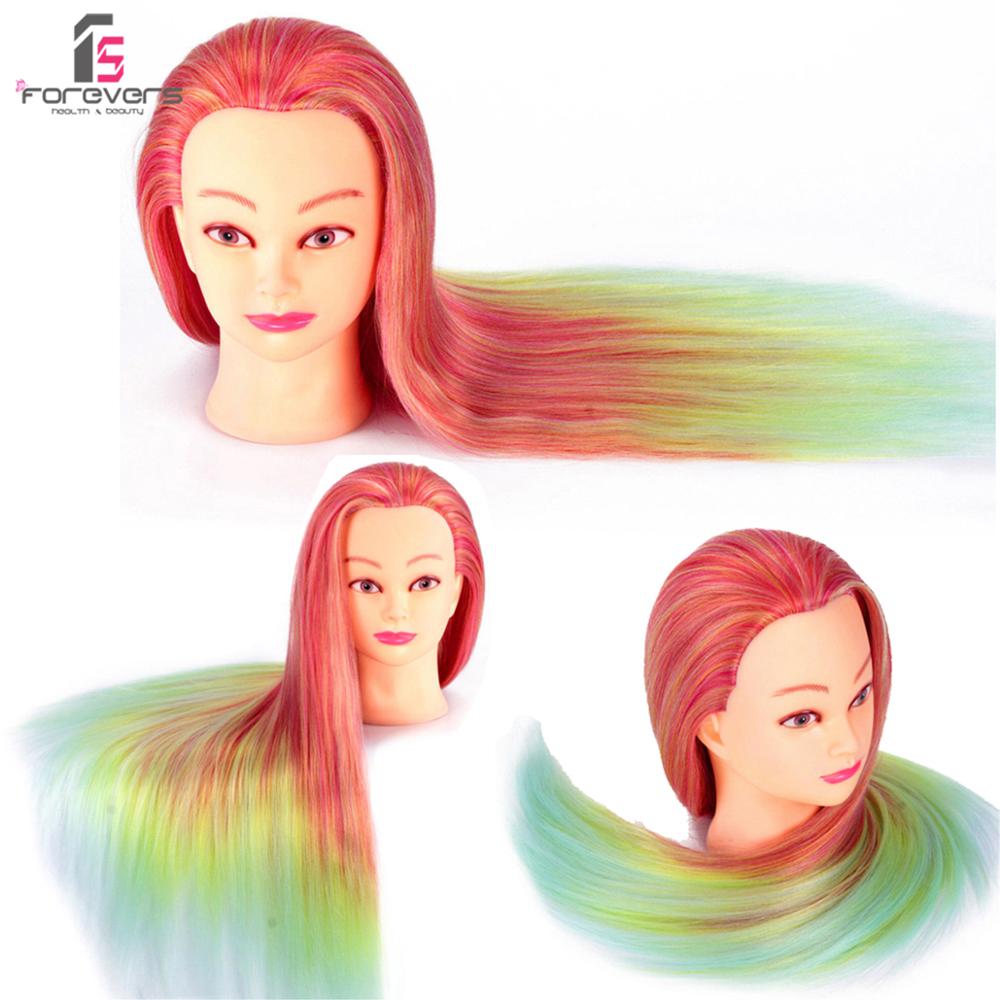 24" Salon Hairdressing Training Head Colorful Hair... – Grandado