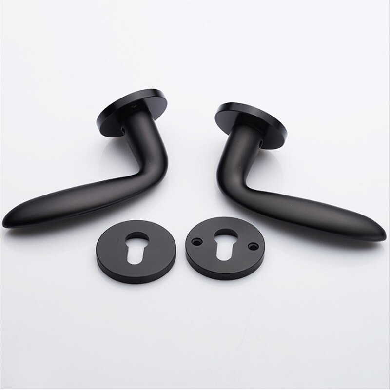 1Pc Space Aluminum Black Door Handle Set with Lock... – Grandado