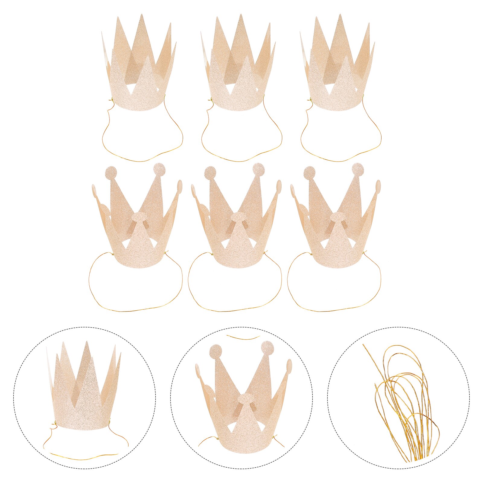 6Pcs Birthday Crown Hats Exquisite Glitter Crown S... – Grandado
