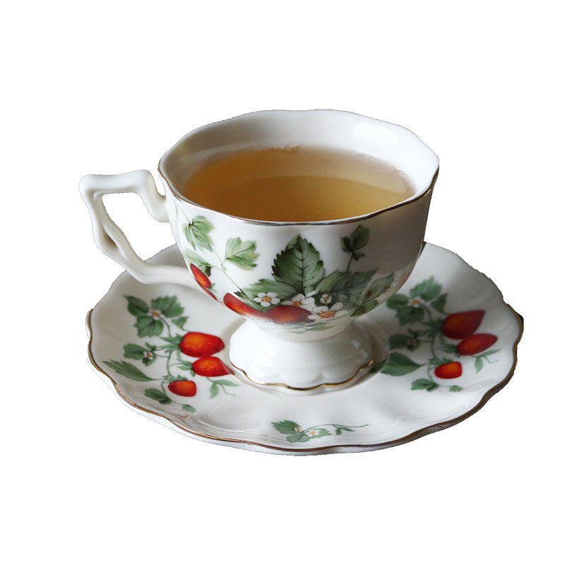 Gold Edge Ceramic tea cup set Strawberry Coffee Cu... – Vicedeal