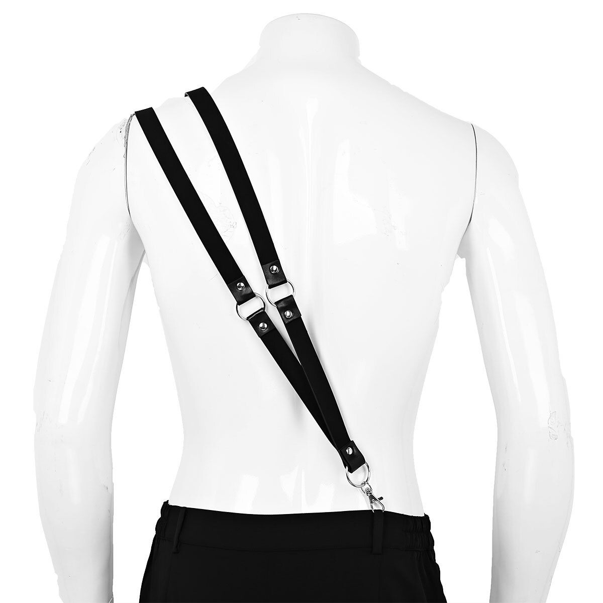 Men's Black Imitation Leather Double Straps Si... – Grandado