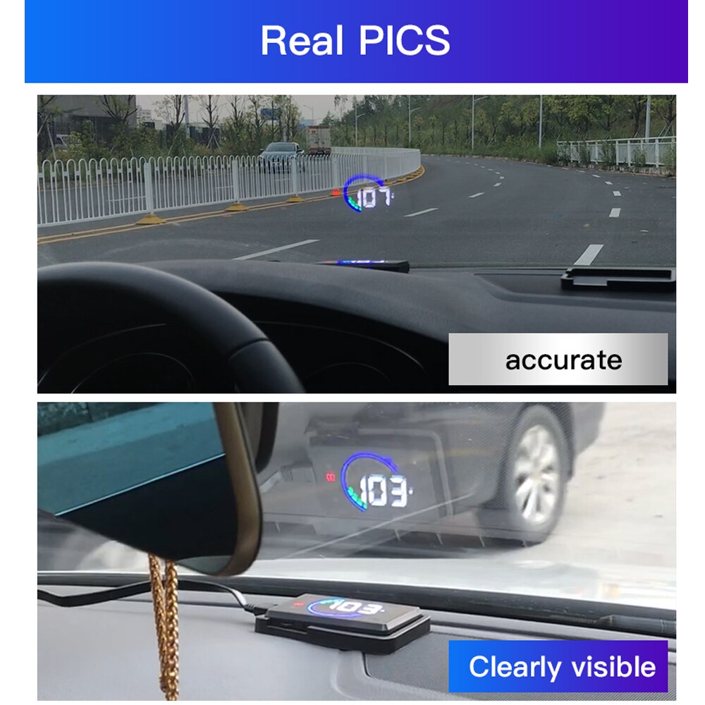 WiiYii H6 lustro HUD wyświetlacz głowa w górę automatyczny HUD OBD2 wyświetlacz szybkościomierza ...
