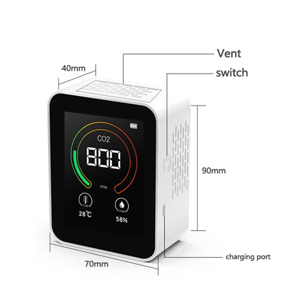 CO2 meter Intelligent Big Screen CO2 Temperature H... – Vicedeal