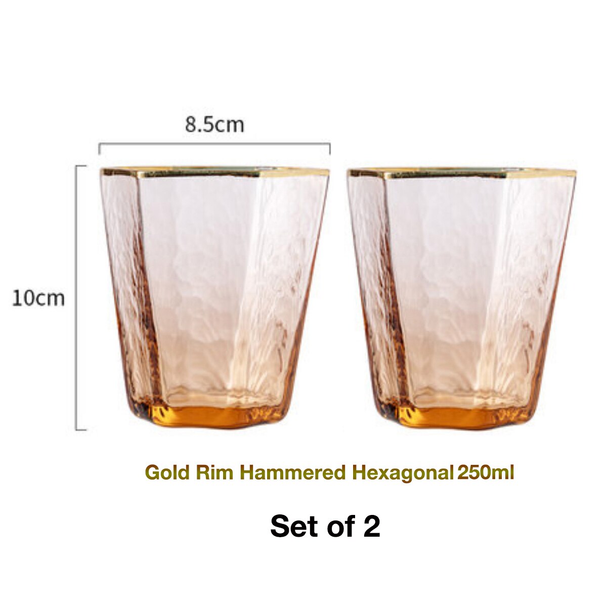 2 PCS Hexagonal Hammered Gold Rim Champagne Glass,... – Vicedeal