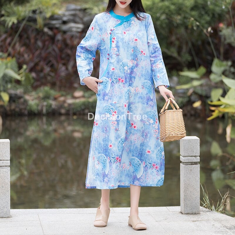 chinese dress cheongsam qipao floral print qipao r... – Grandado