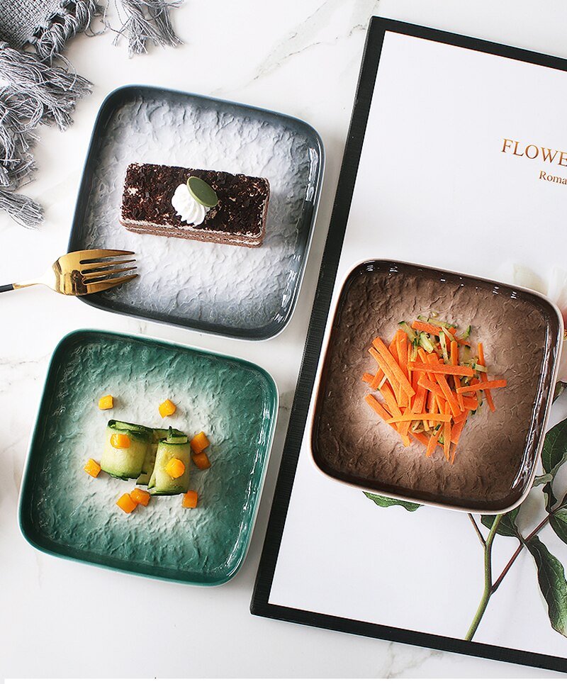 3pcs set, color embossed porcelain dinner plates s... – Vicedeal