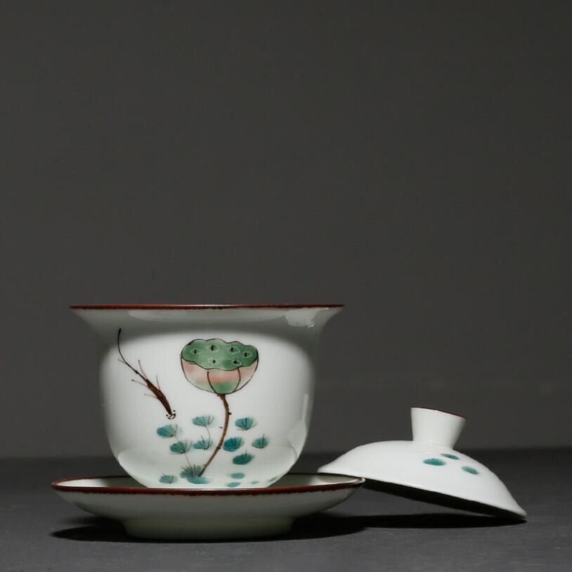 PINNY 165ML Hand Painted Ceramic Lotus Gaiwan Chin... – Vicedeal