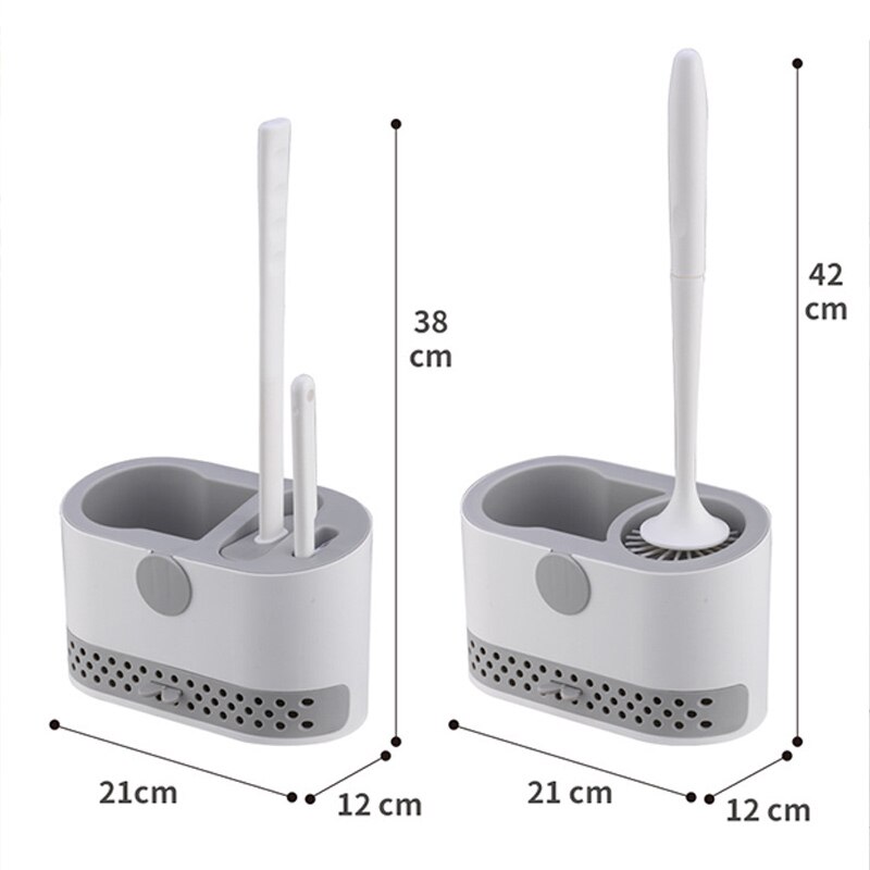 2 Brush Head Silicone Toilet Brush Drip-proof Toil... – Grandado