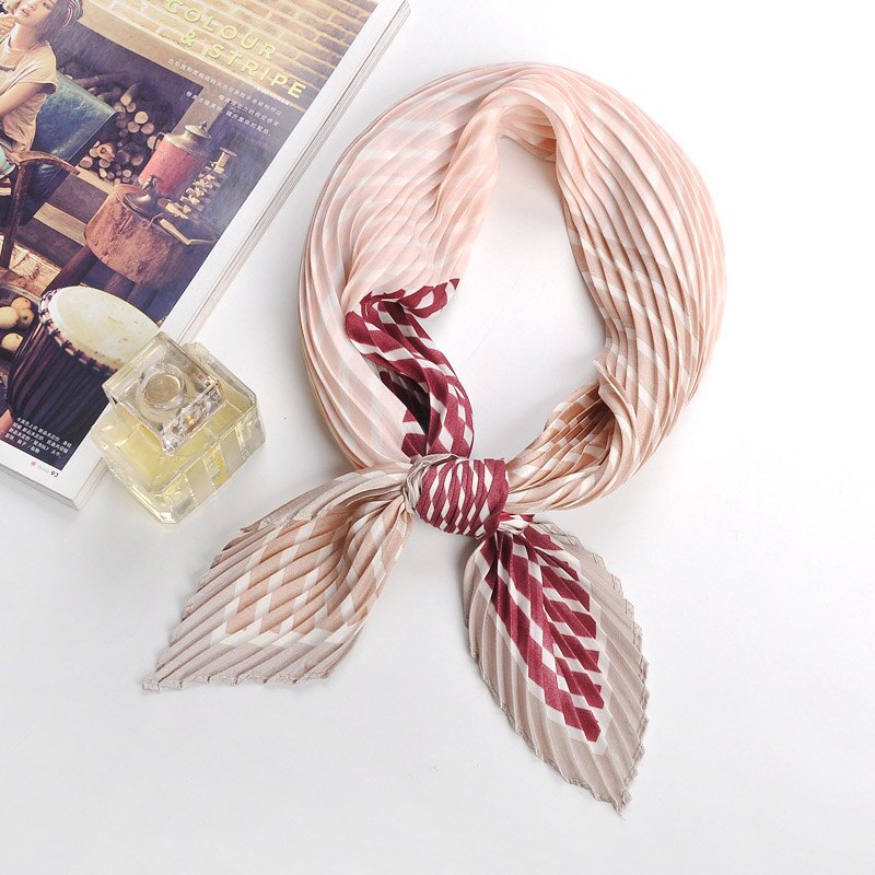 55*55cm Pleated small square scarf Wrinkled silk h... – Vicedeal
