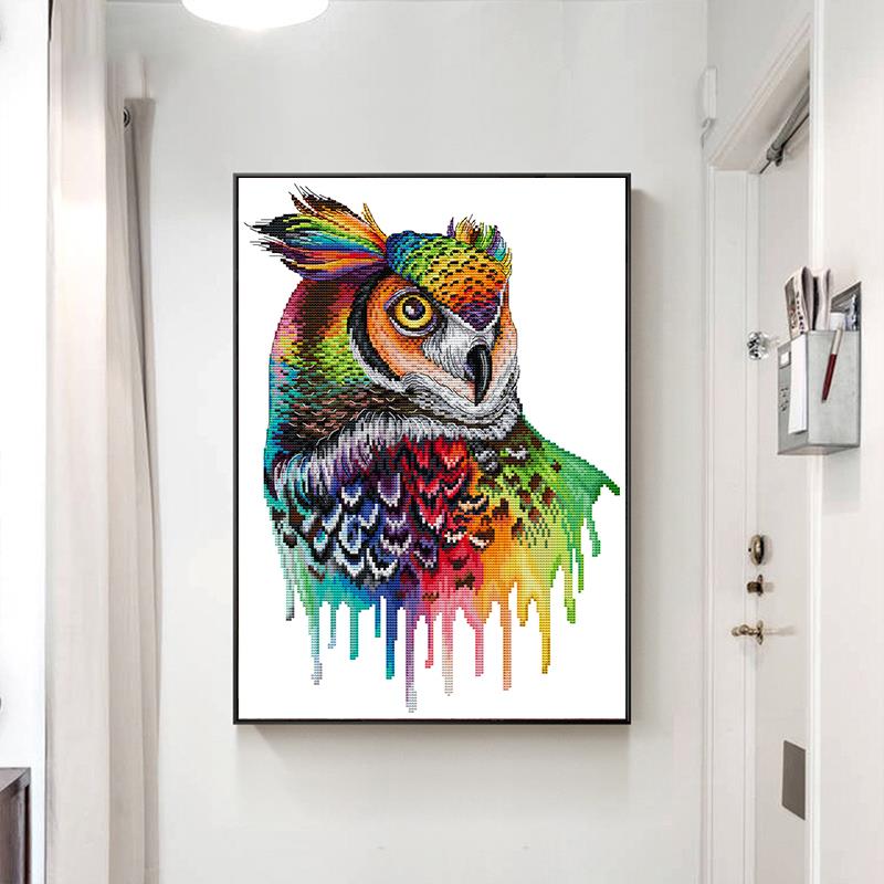 Joy Sunday DIY colorful animal pattern rainbow owl... – Vicedeal
