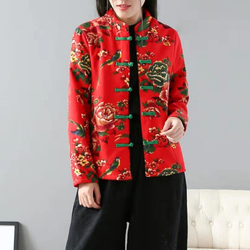 Chinese Cheongsam Tops Winter Parkas Coats Button ... – Grandado