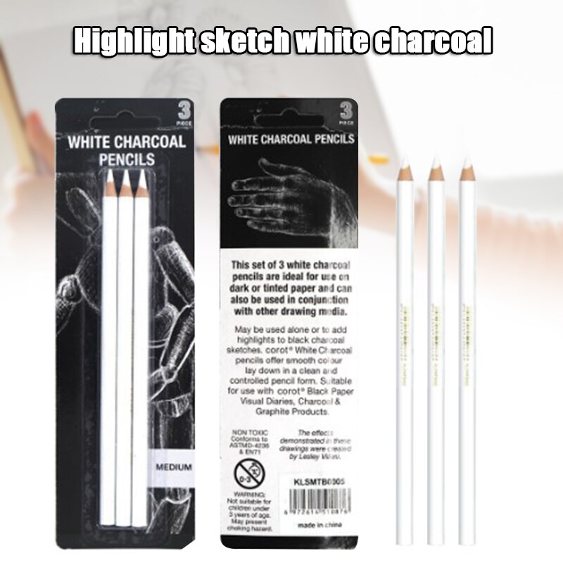3pcs White Charcoal Pencils for Sketch Carbon Pens... – Vicedeal