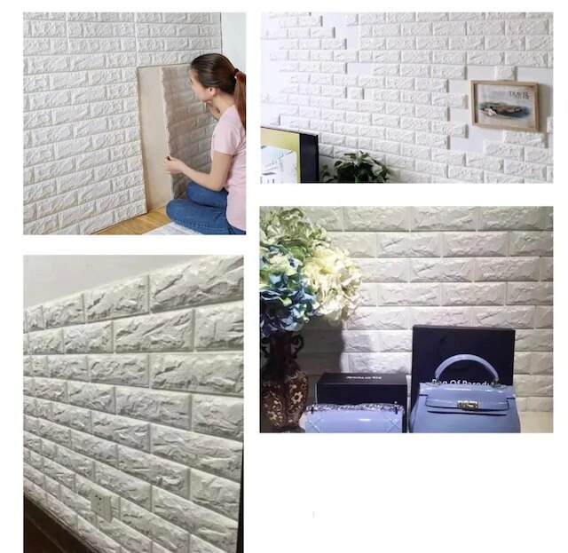 65mm Self-Adhesive White Flexible Sponge Brick Wal... – Grandado