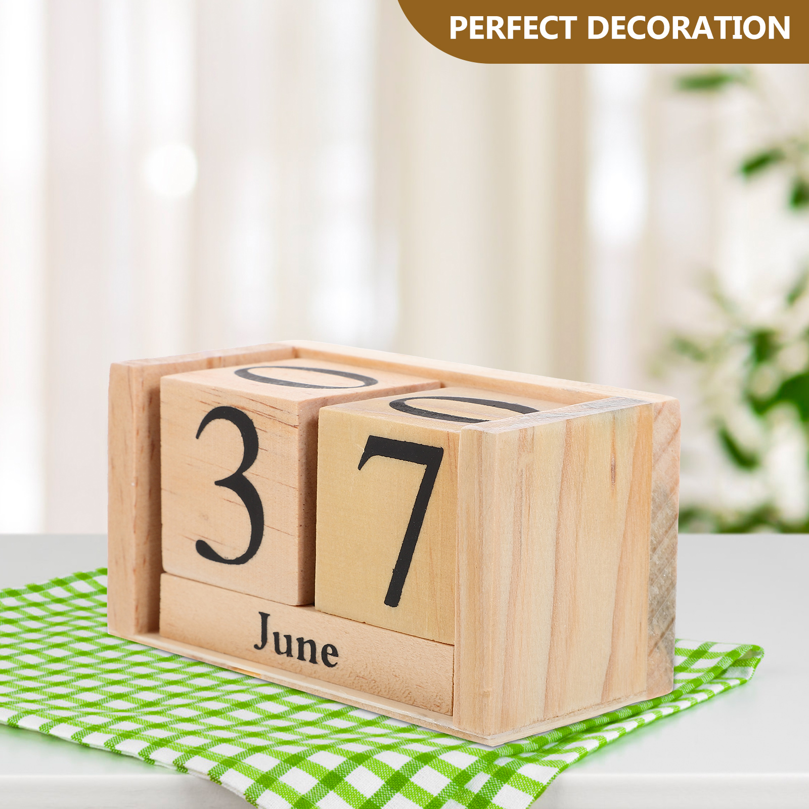 Wood Calendar Wooden Square Calendar Desktop Decor... – Grandado