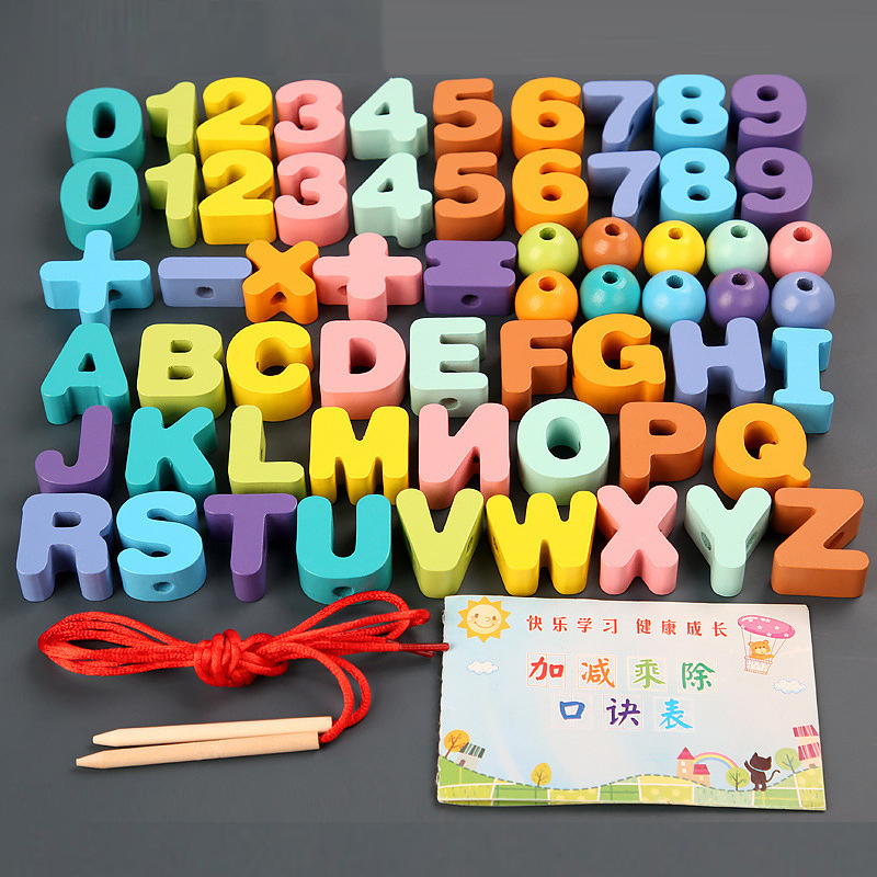 DIY Wooden Number Letter Block Stringing Beaded To... – Grandado