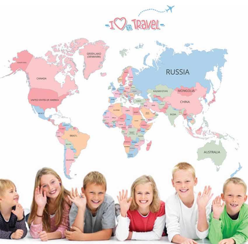 Colored letters world map DIY Vinyl Wall Stickers ... – Grandado