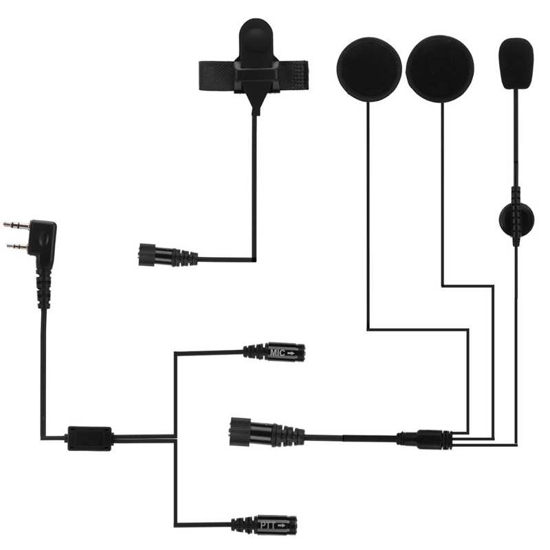 Motorcycle Earpiece Mic 2 Pin PTT Black Bike Helme... – Vicedeal