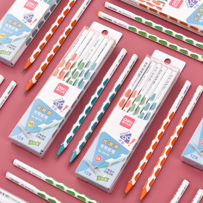 Deli Holz Bleistift 12 stücke 2B Traingle Richtige... – Vicedeal