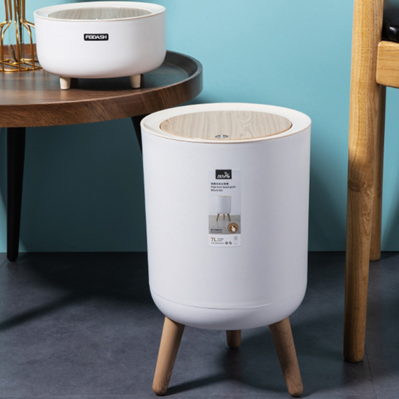 High Foot Imitation Wood Grain Dustbin Round Deskt... – Vicedeal